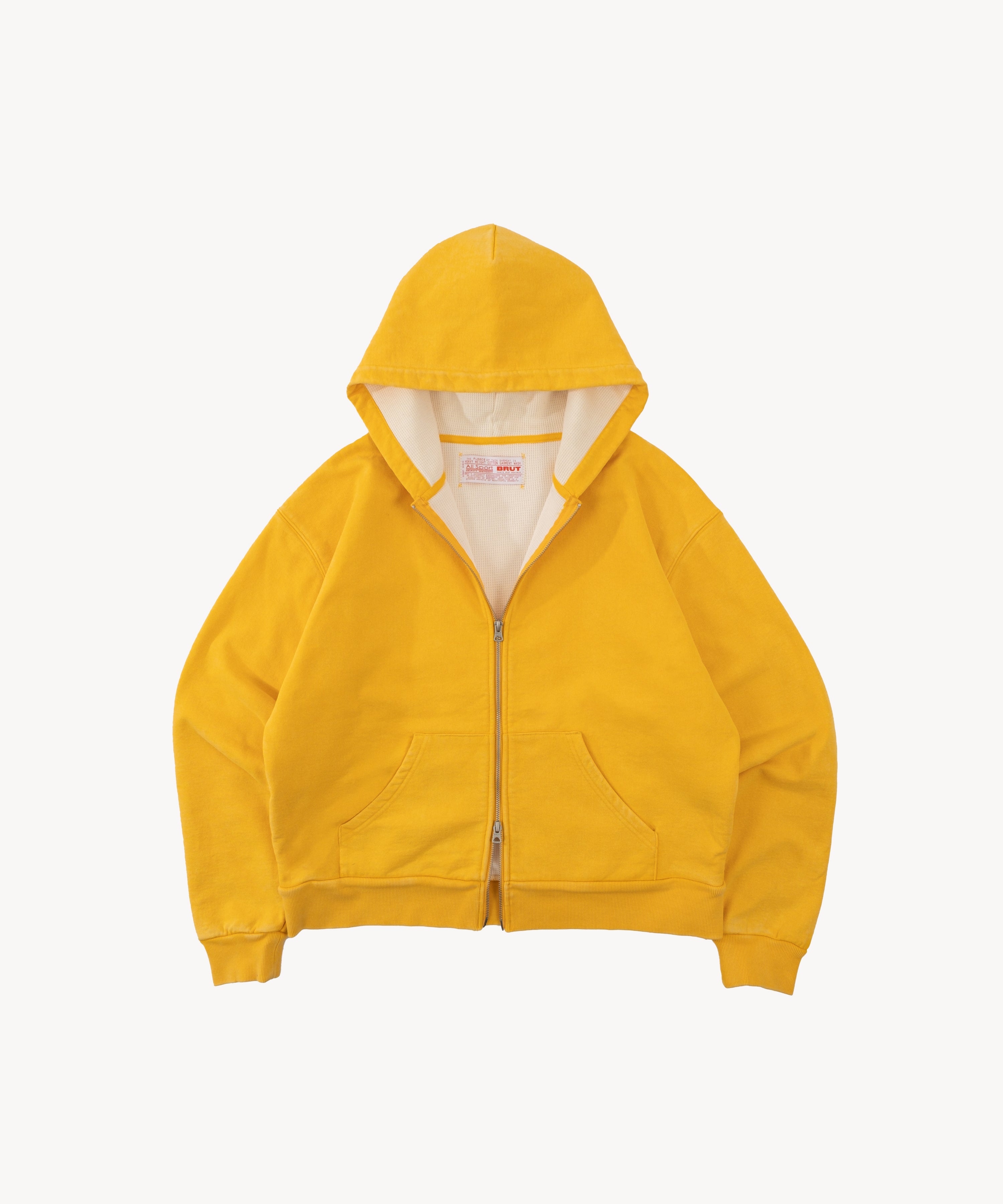 THE THERMAL ZIP SWEAT - DUSTY YELLOW | BRUT Vintage Shop | Worldwide ...
